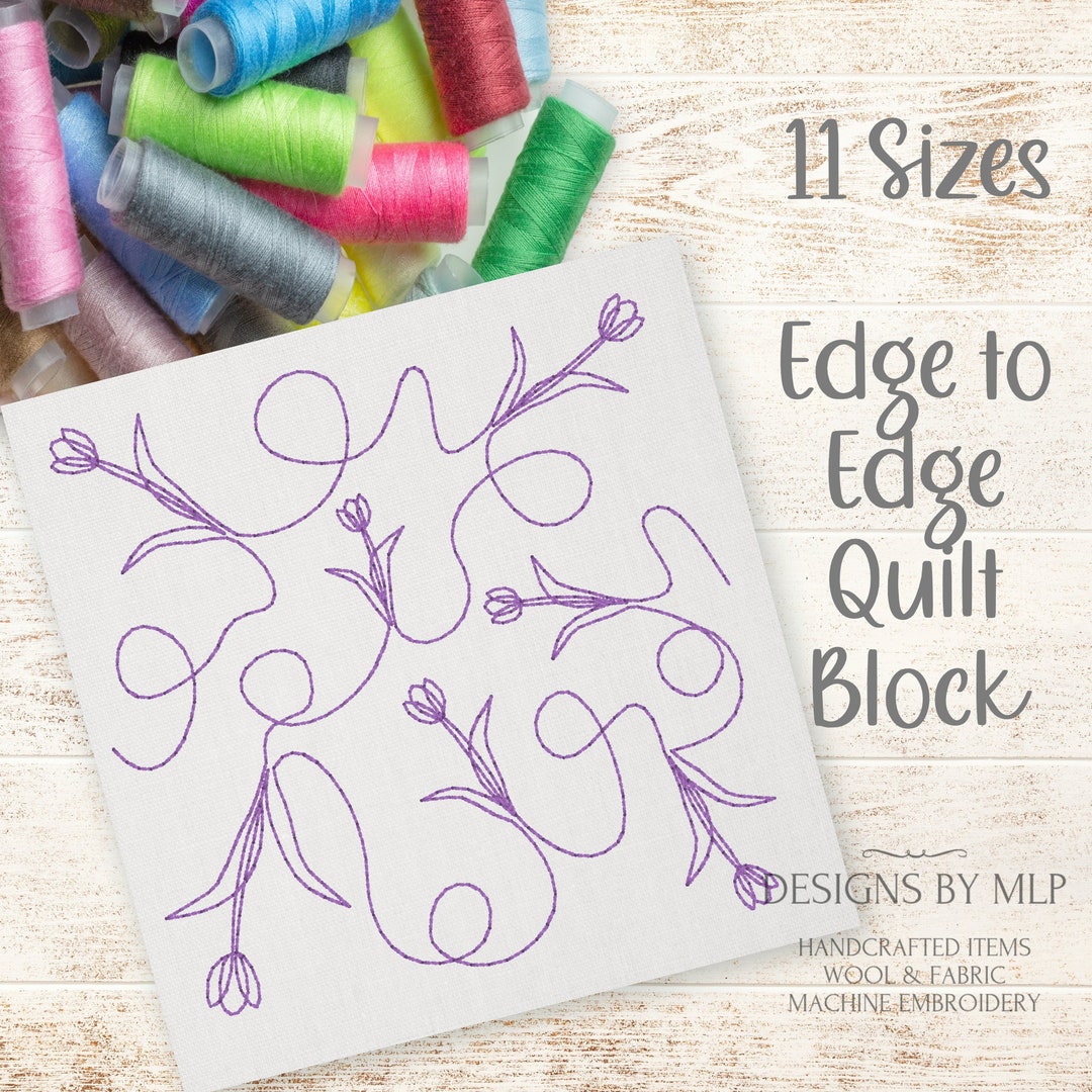 Elegant Tulip Flower Edge to Edge Quilt Pattern, Machine Embroidery Design, E2E Continuous Line ...