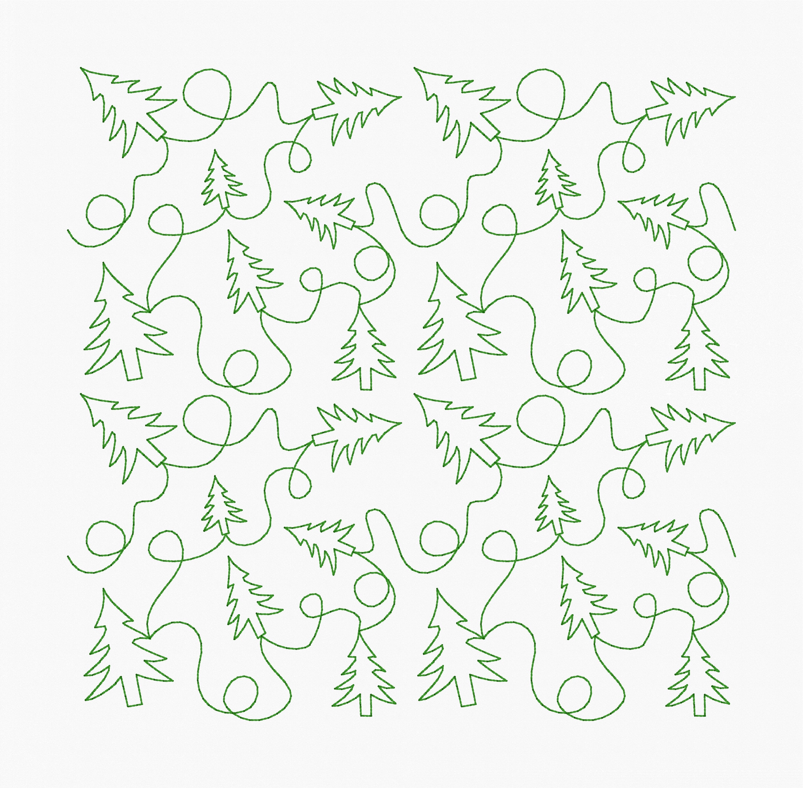 Festive Christmas Tree Edge to Edge Quilt Pattern, E2E Continuous Line ...
