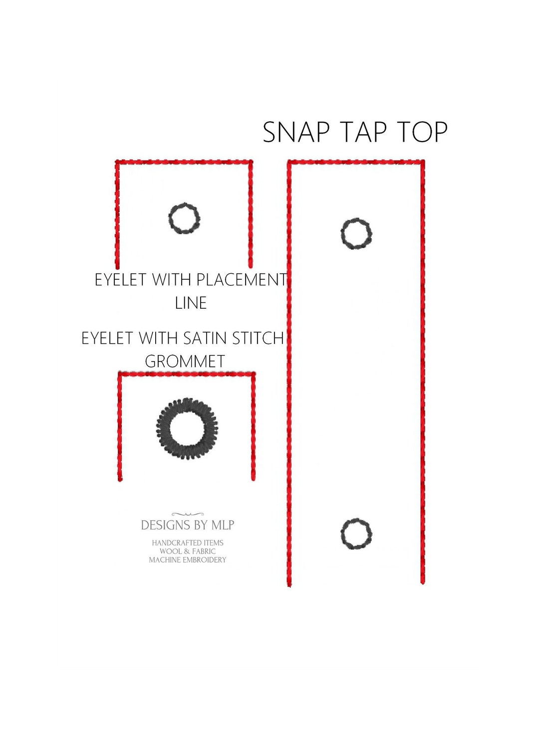 Machine Embroidery Snap Tab Pattern for Snap Tab and Eyelet Tab Tops ...