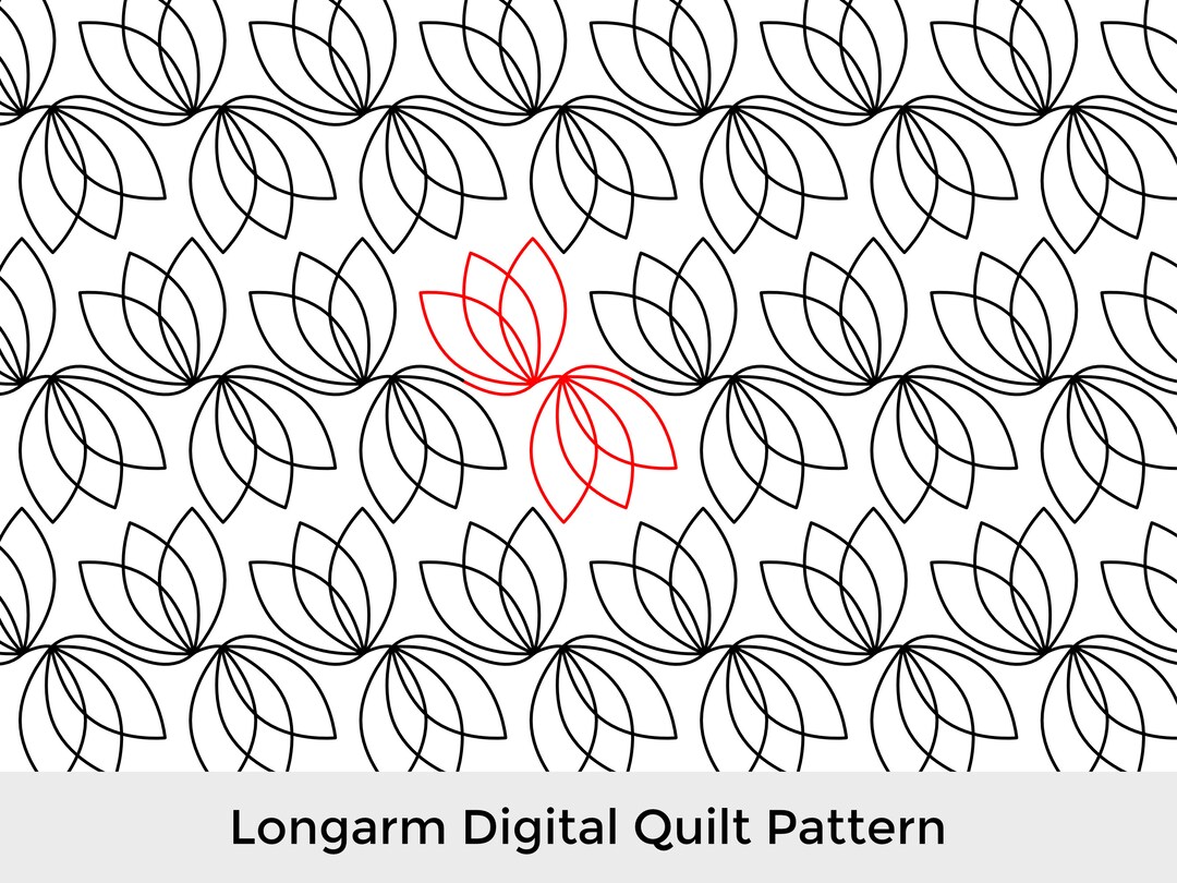 Lily Flower Petals E2E Longarm Quilting Pattern, Edge to Edge Digital Pantograph, Continuous ...