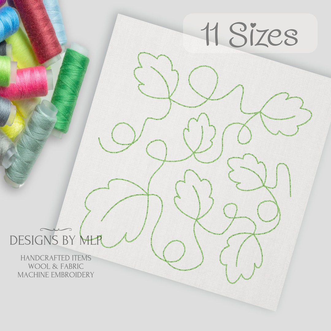Leaves E2E Quilt Block Machine Embroidery Design, Edge to Edge Quilt Pattern, Continuous Line ...