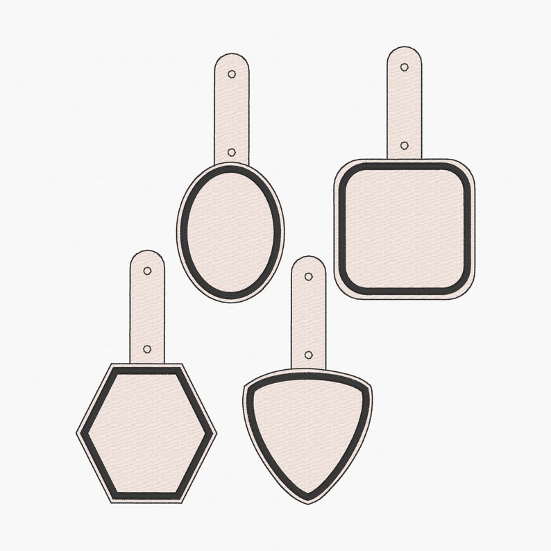 Machine Embroidery Design 4 Basic Shapes Blank Key Fob ITH - Etsy