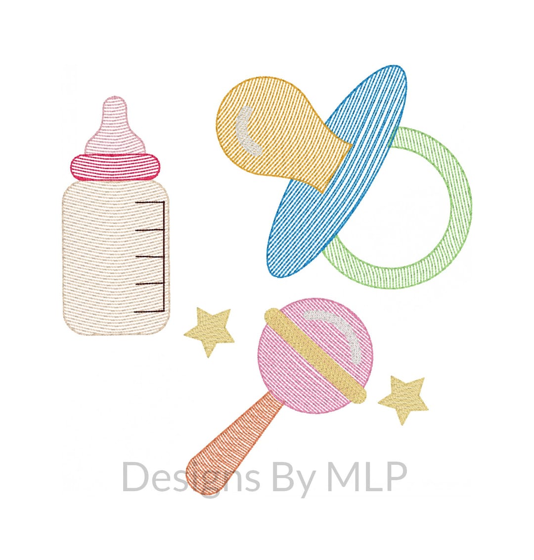 Machine Embroidery Designs Baby Accessories, Bottle, Rattle, Dummy ...