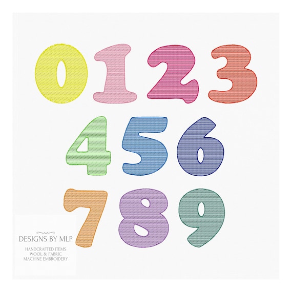 Machine Embroidery Design Numbers 0-9 Quick Stitch Sketch - Etsy