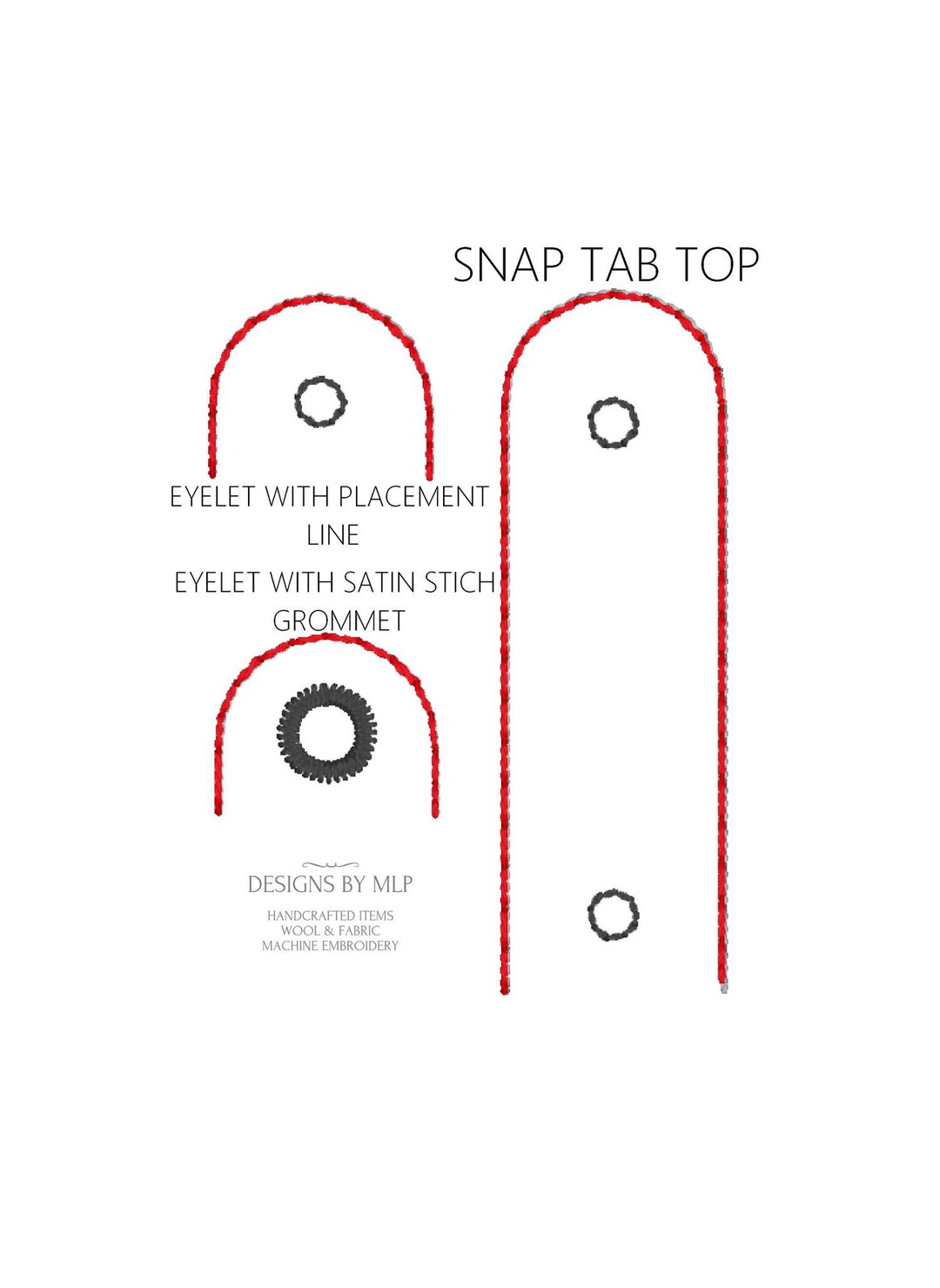 Machine Embroidery Pattern for Snap Tab and Eyelet Tab Tops Only ...