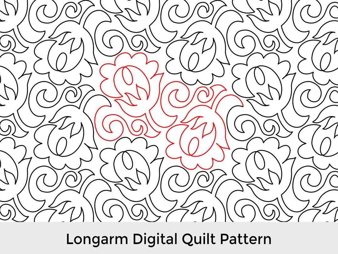 Wavy Flower E2E Longarm Quilting Pattern, Edge to Edge Digital Pantograph, Continuous Line ...
