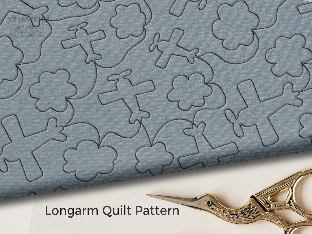 Toy Plane and Cloud E2E Longarm Quilting Pattern, Edge to Edge Digital Pantograph, Continuous ...