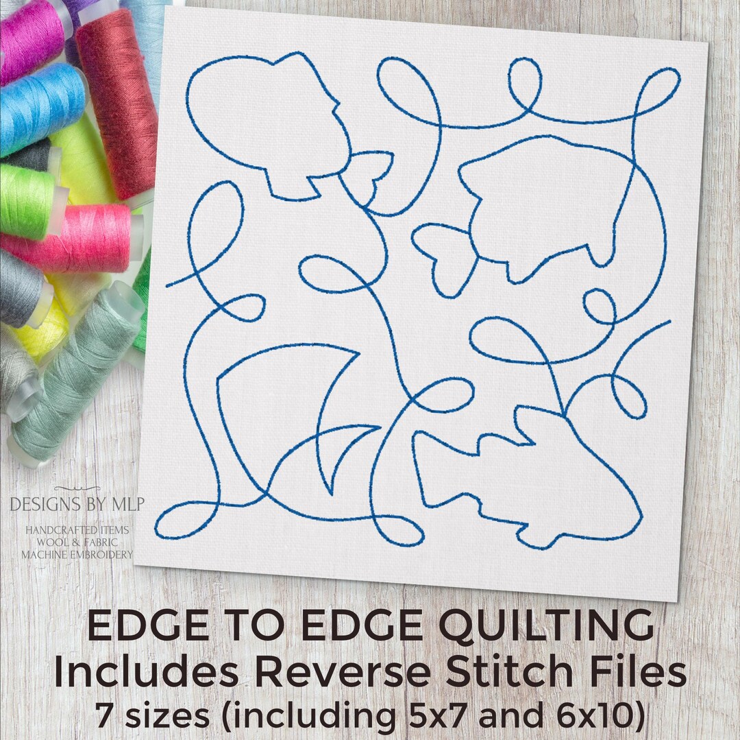 Fish Outline E2E Quilt Block Machine Embroidery Quilting Design ...