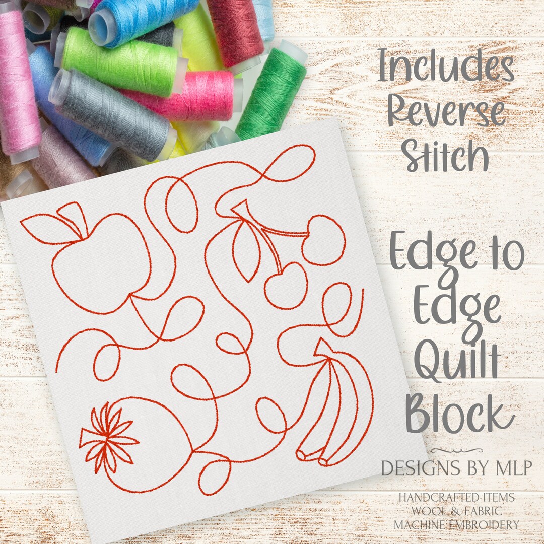 Fun Fruit Apple Edge to Edge Quilt Pattern, E2E Quilt Block Embroidery ...