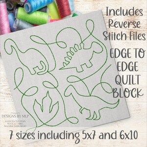 Dinosaurs E2E Quilt Block Machine Embroidery Design, Continuous Line ...