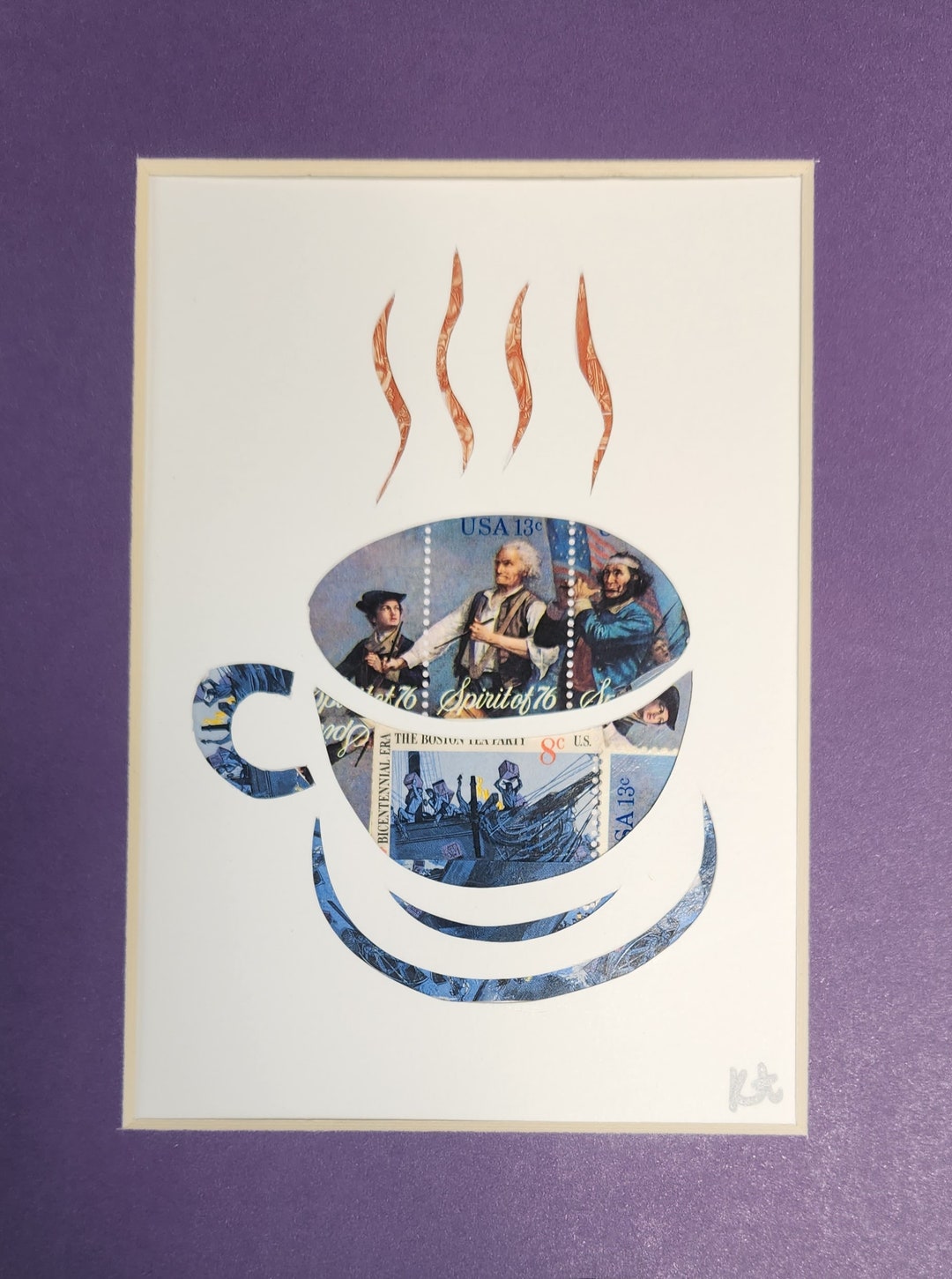 FRAMED - Postage Stamp Collage - 'A Cup of Libertea' (#MINT Antique ...