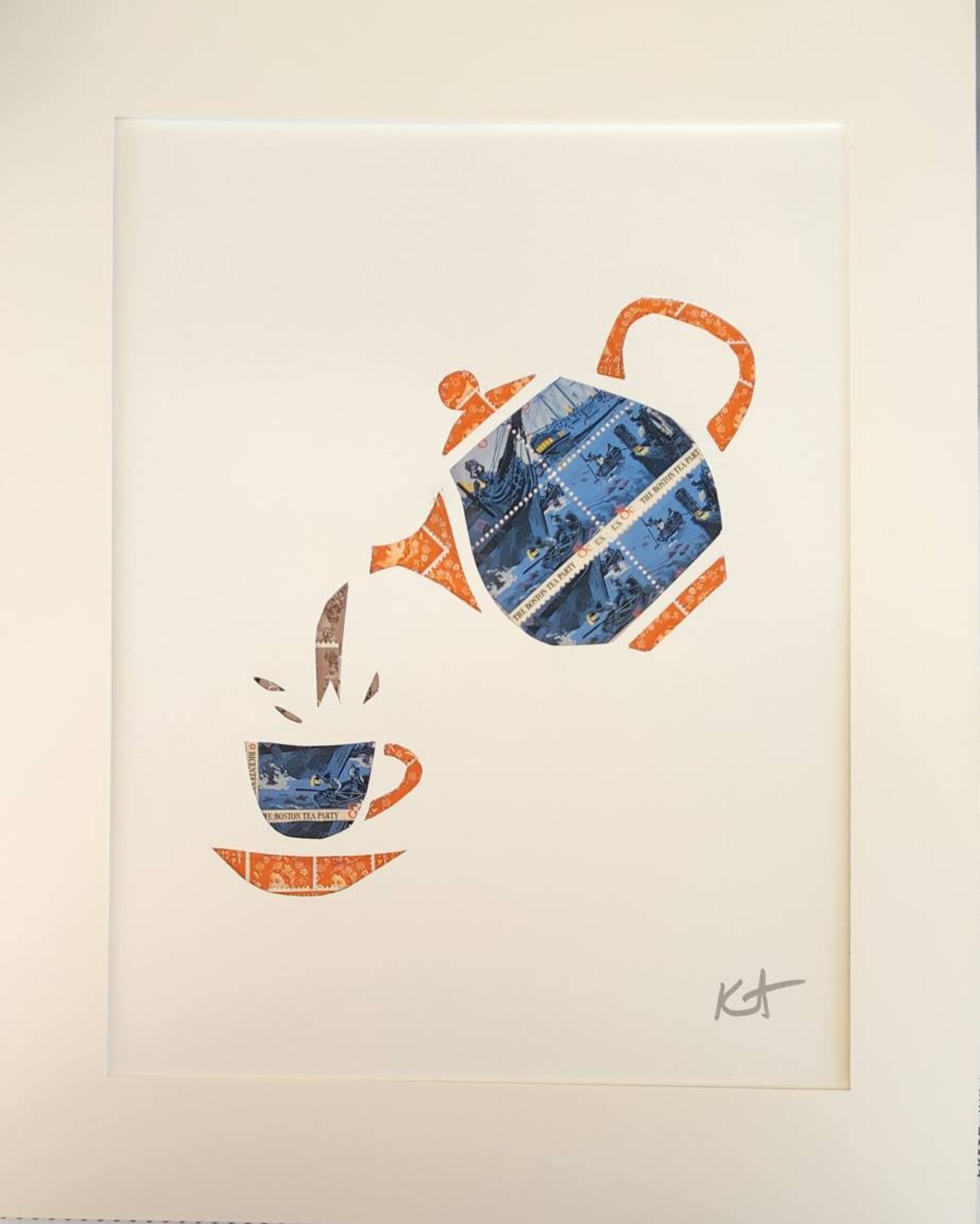 Postage Stamp Collage Boston Tea Party orange for 11x14 Frame - Etsy Canada