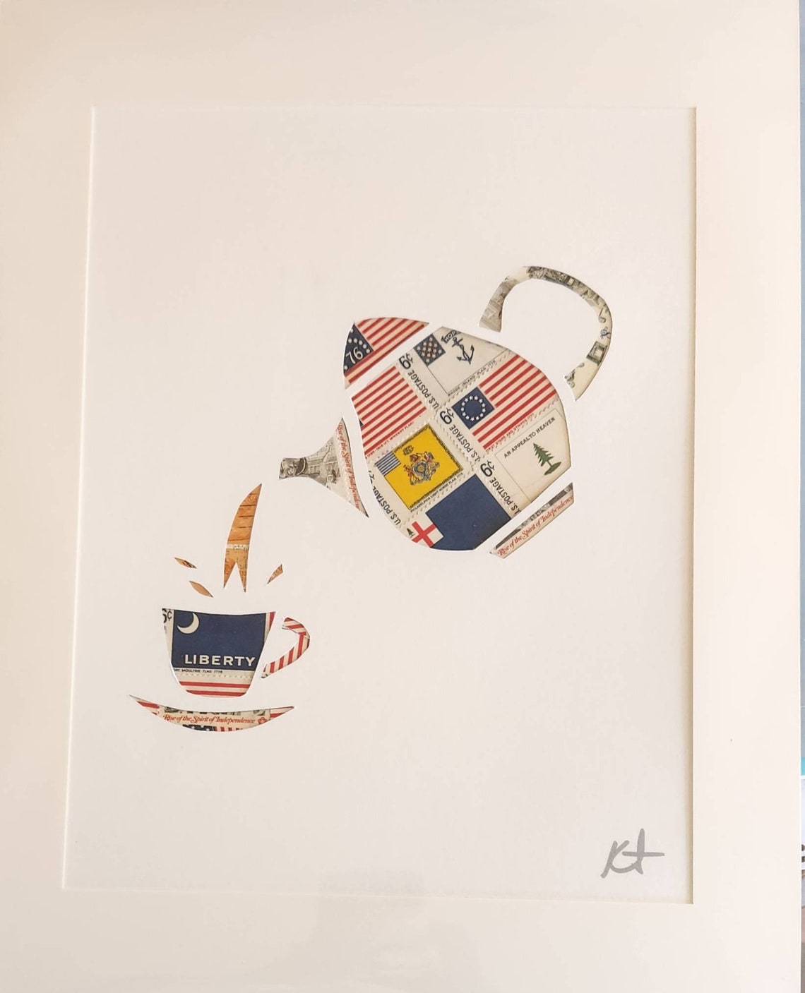 Postage Stamp Collage 'A Cup of Libertea' US Independence 4th July MINT ...