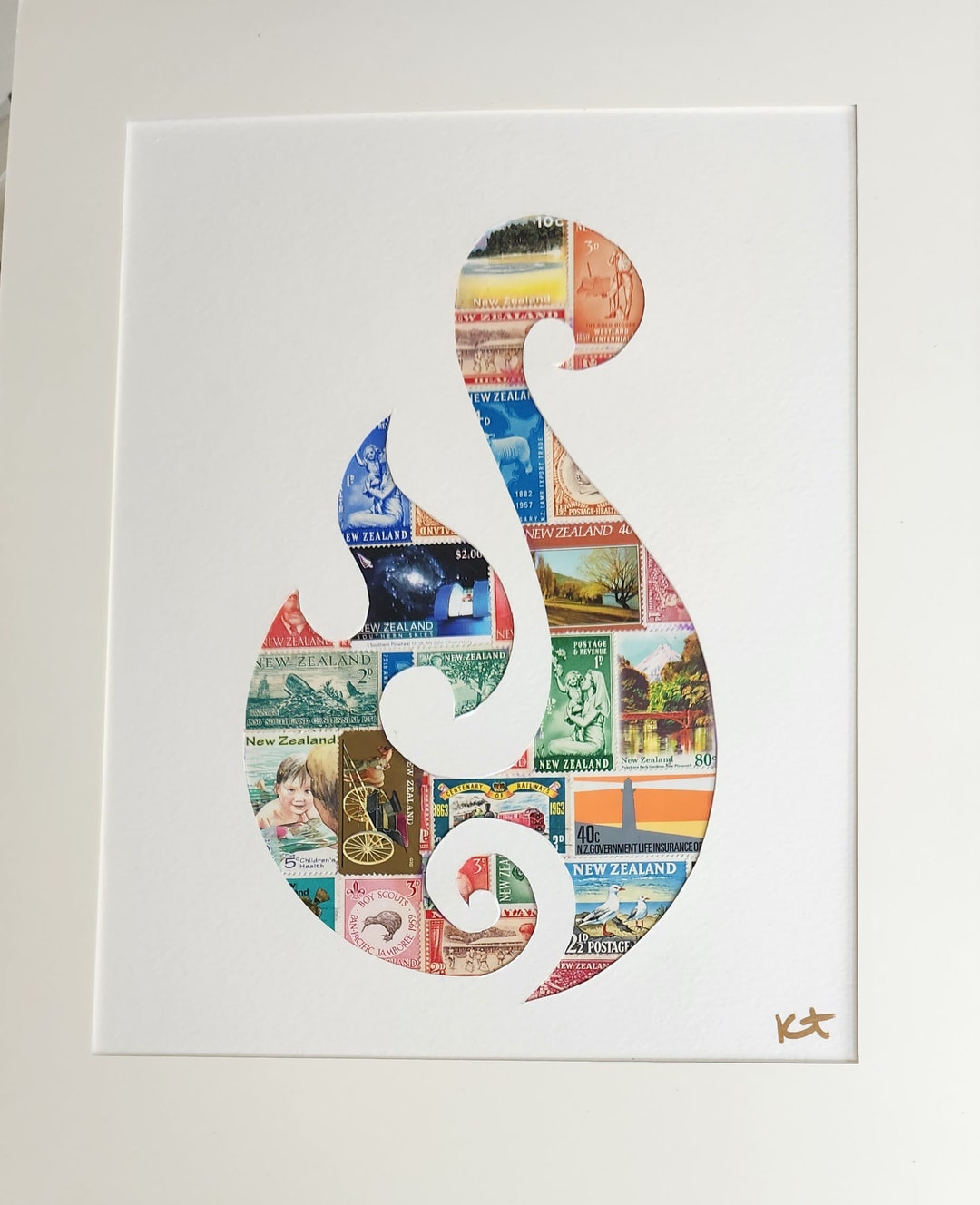 New Zealand Fish Hook Postage Stamp Collage multi unused NZ Antique ...