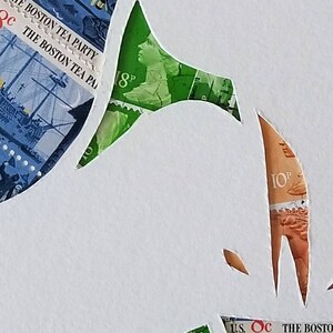 FRAMED - Postage Stamp Collage - Boston Tea Party (green) in an 11x14 ...