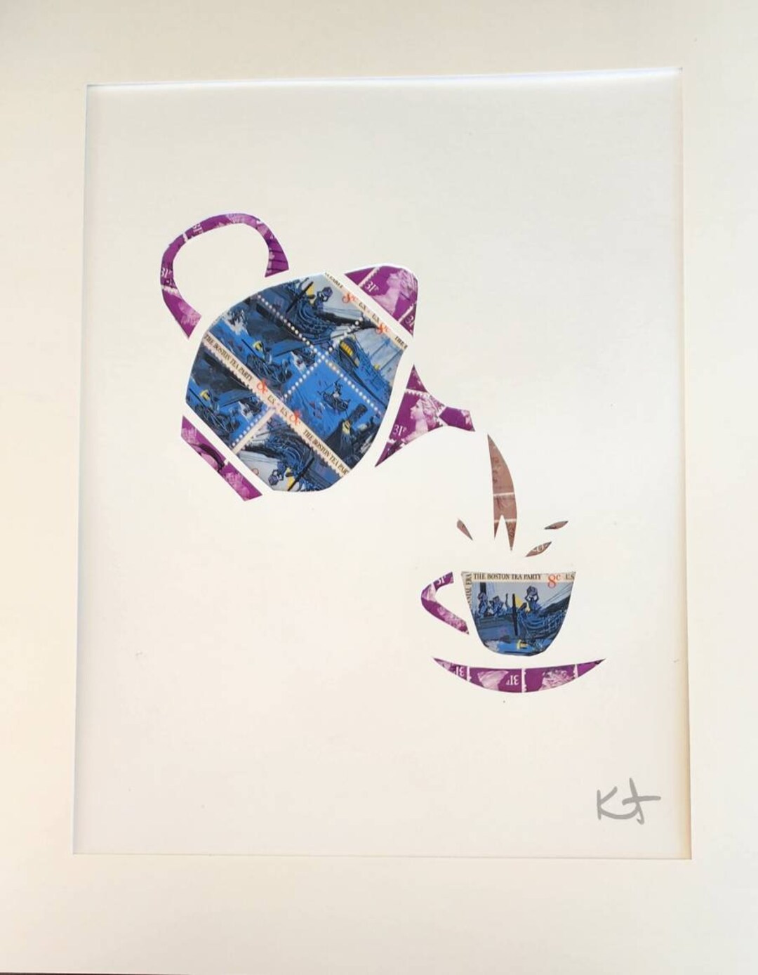 Postage Stamp Collage Boston Tea Party purple for 11x14 - Etsy