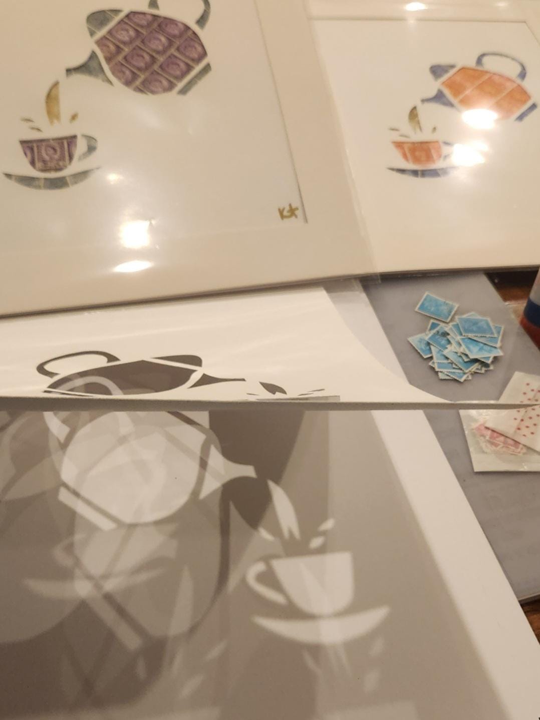 FRAMED - Postage Stamp Collage - 'A Cup of US Independence' (#MINT ...