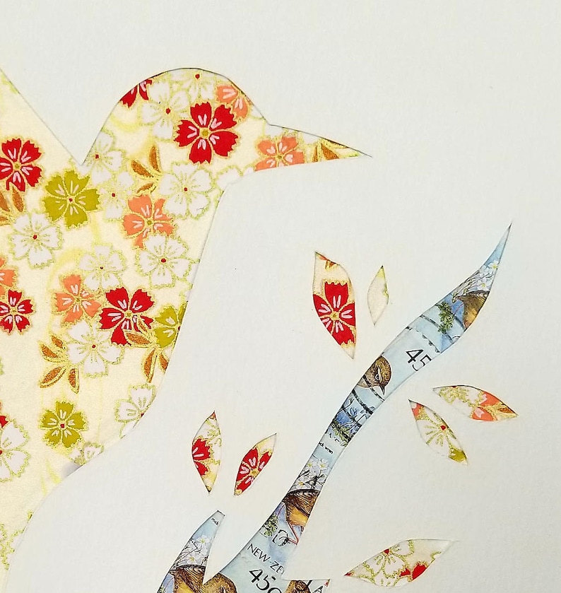 FRAMED - Origami Paper Collage - Bird in Flight (shimmery) - Etsy