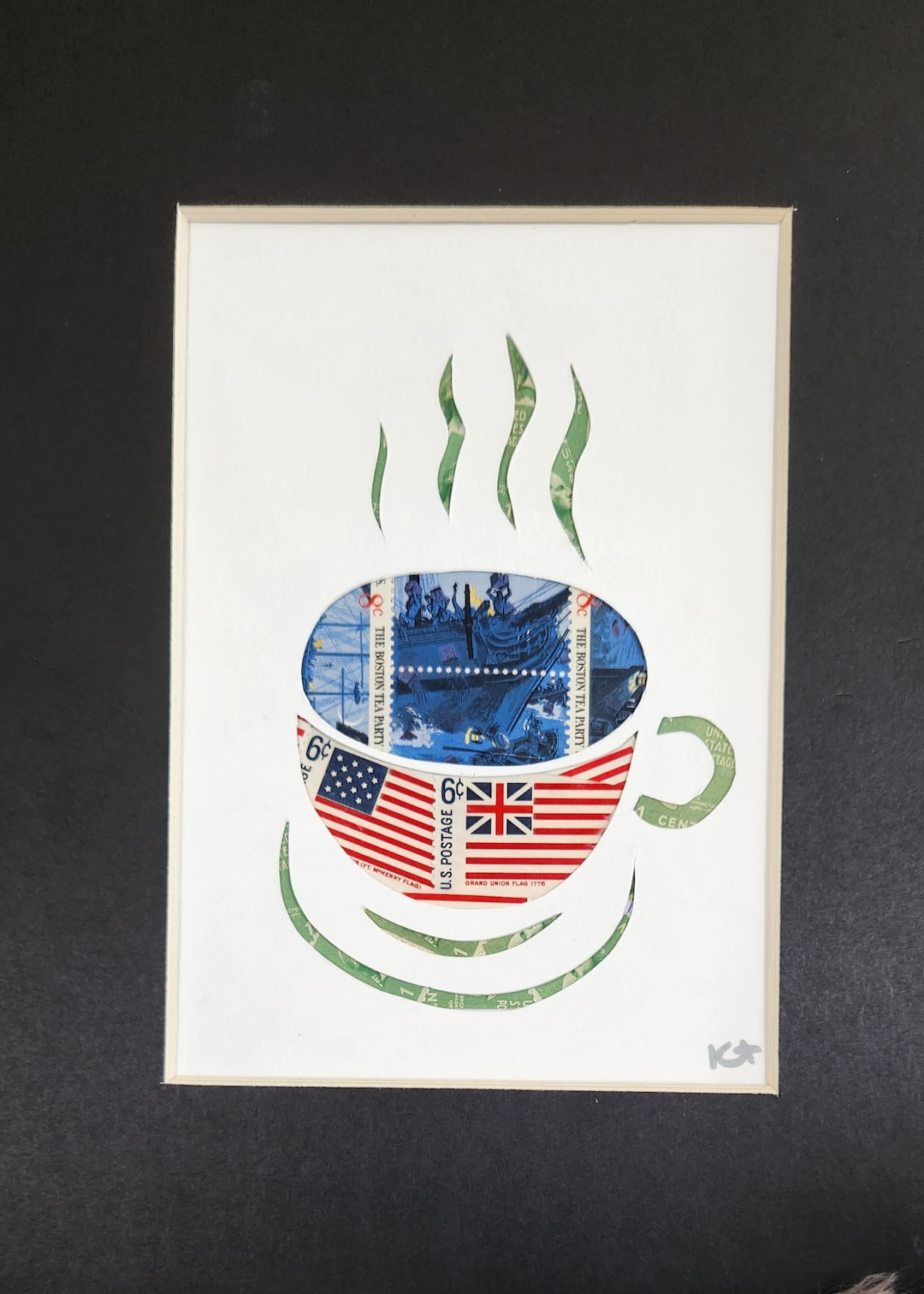 FRAMED - Postage Stamp Collage - 'A Cup of Libertea' (#MINT Antique ...