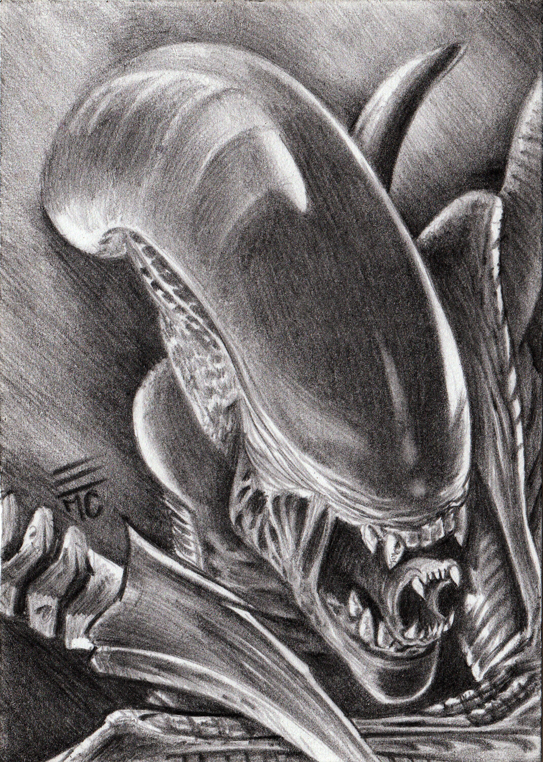 Hand Inked Xenomorph Fine Art Print Original Artwork and Unframed ...
