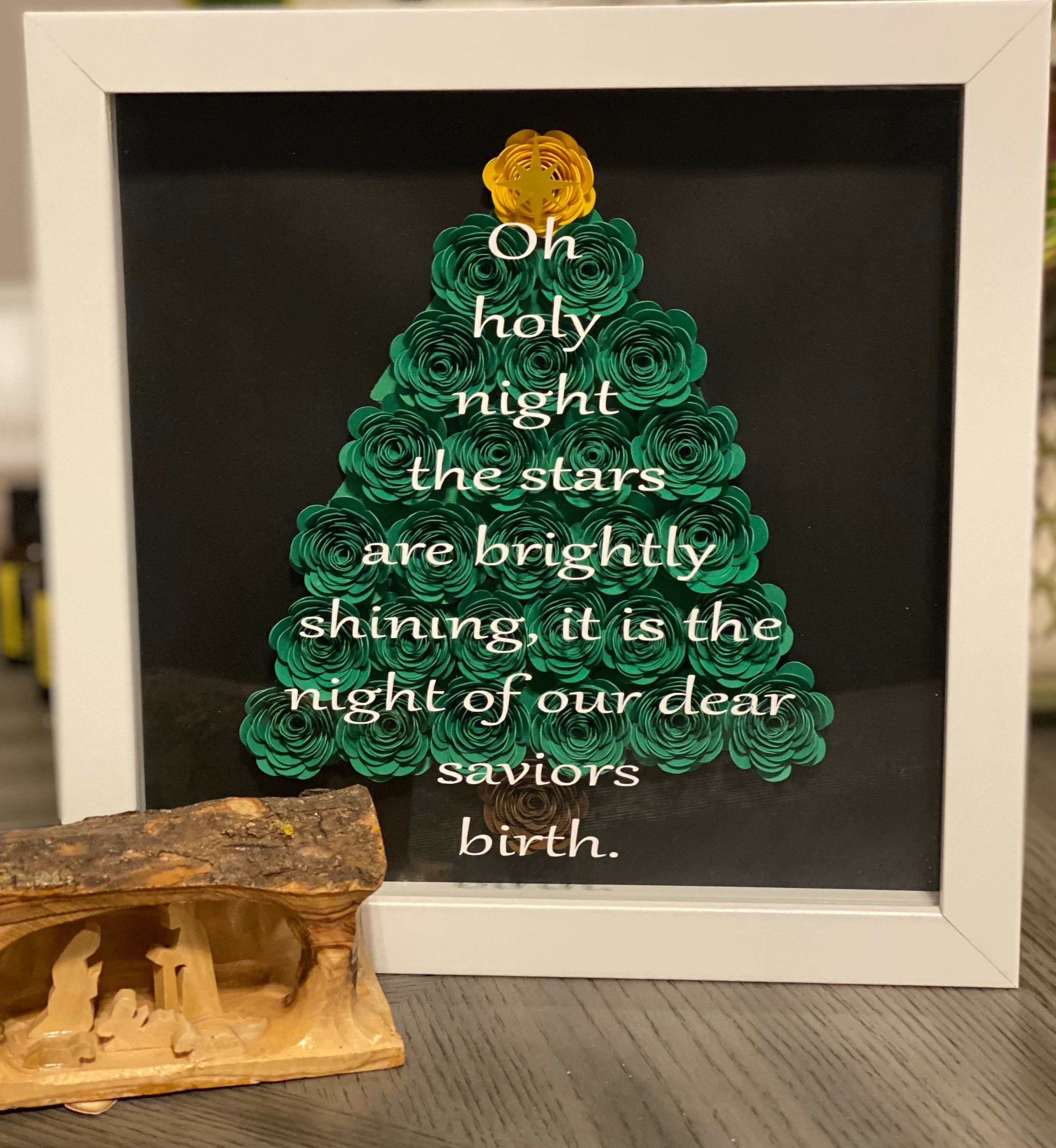 Oh Holy Night Tree Paper Flower Shadow Box - Etsy