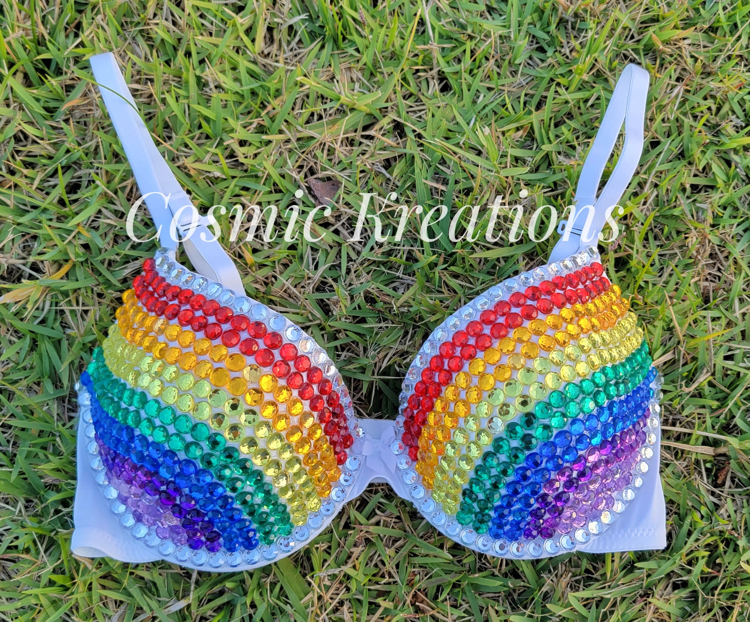 Rainbow Theme Bra Festival Bra Rave Bra - Etsy
