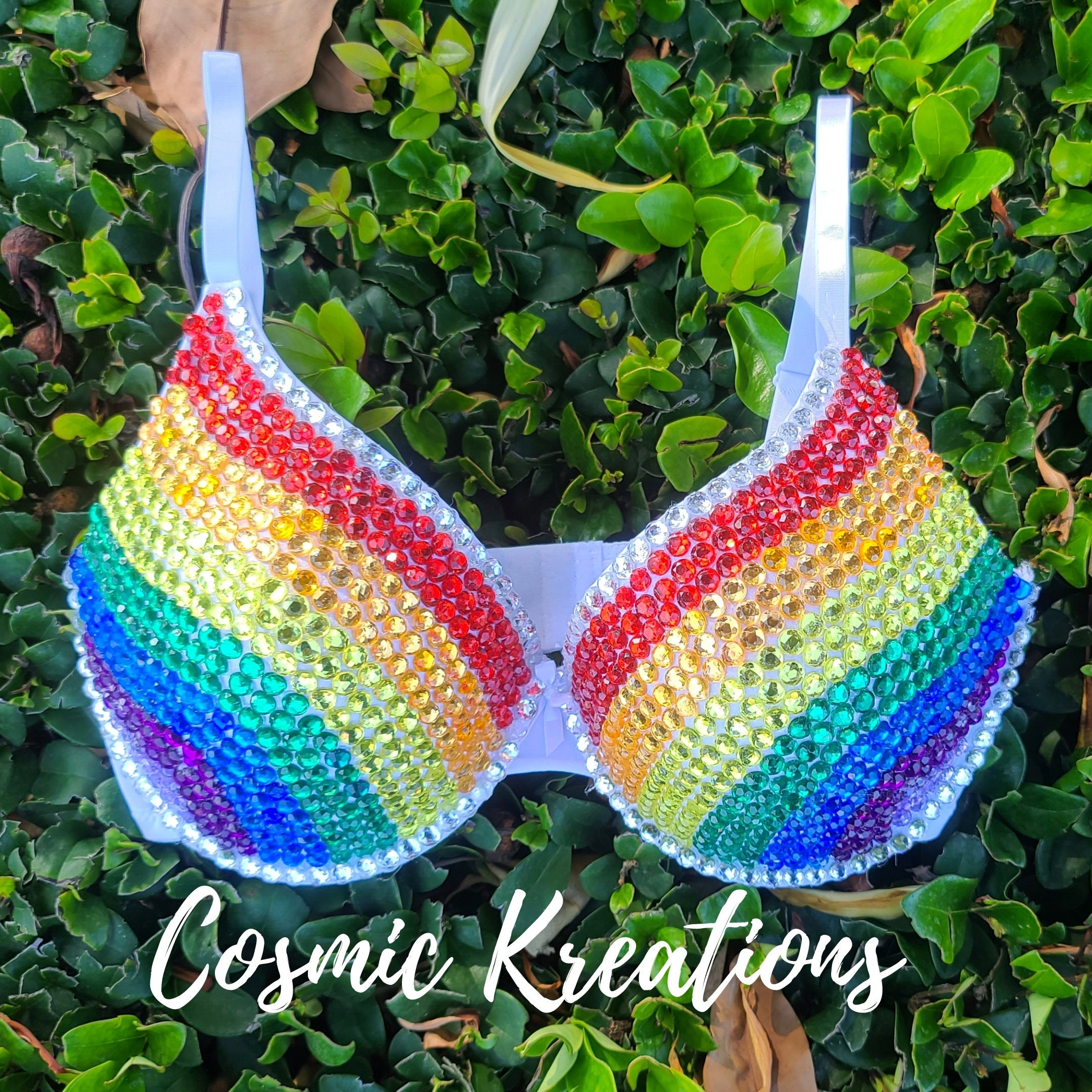 Rainbow Theme Bra Festival Bra Etsy
