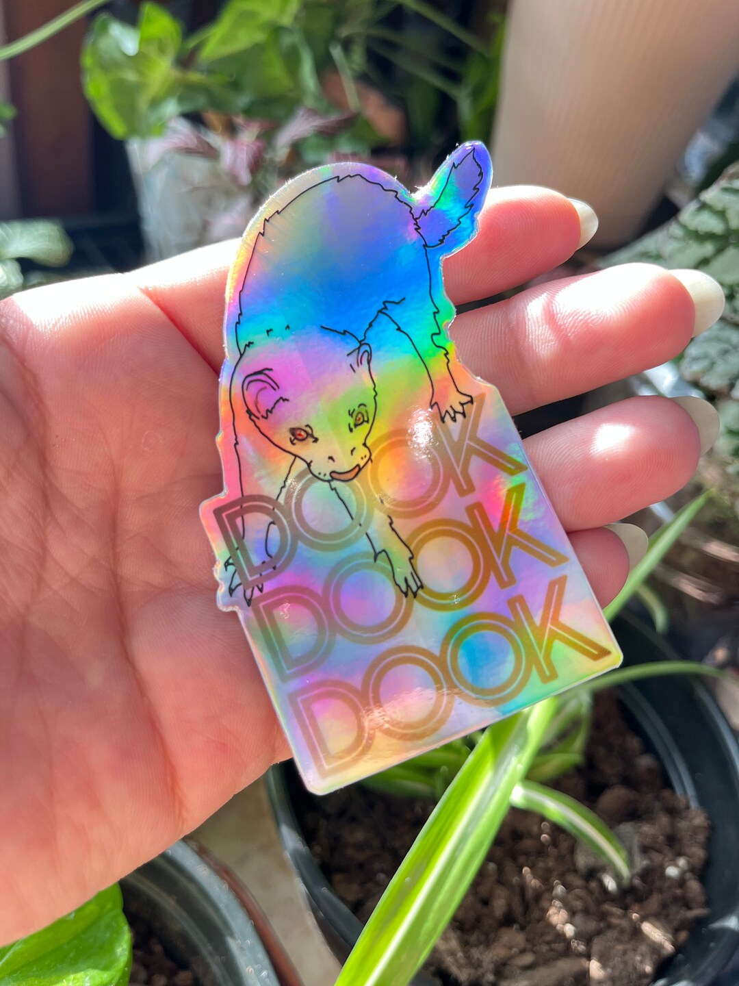 DOOK DOOK DOOK Holo Ferret Sticker 3x3.5 Weasel War Dance Holographic ...