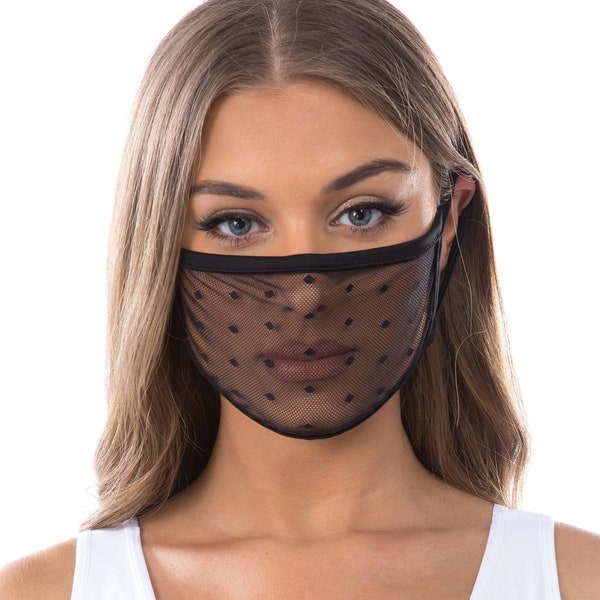 Black and White Polka Dot Face Mask - Etsy