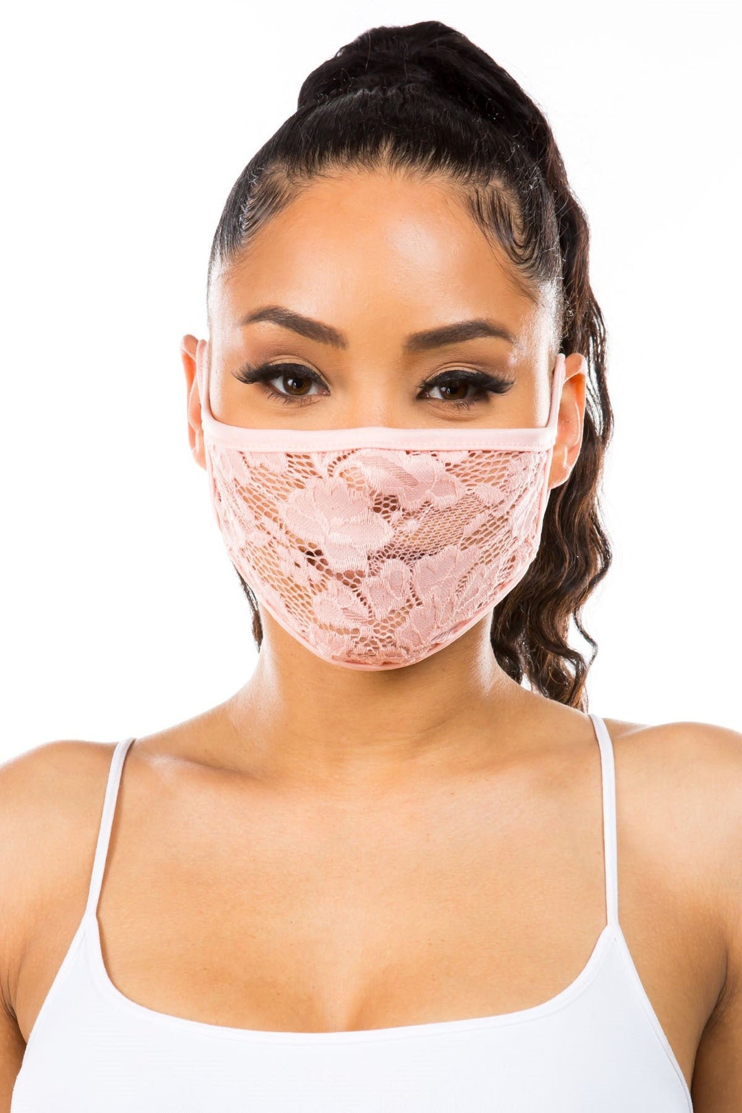 Floral Fishnet Sheer Face Mask One Layer See-through Reusable Washable ...