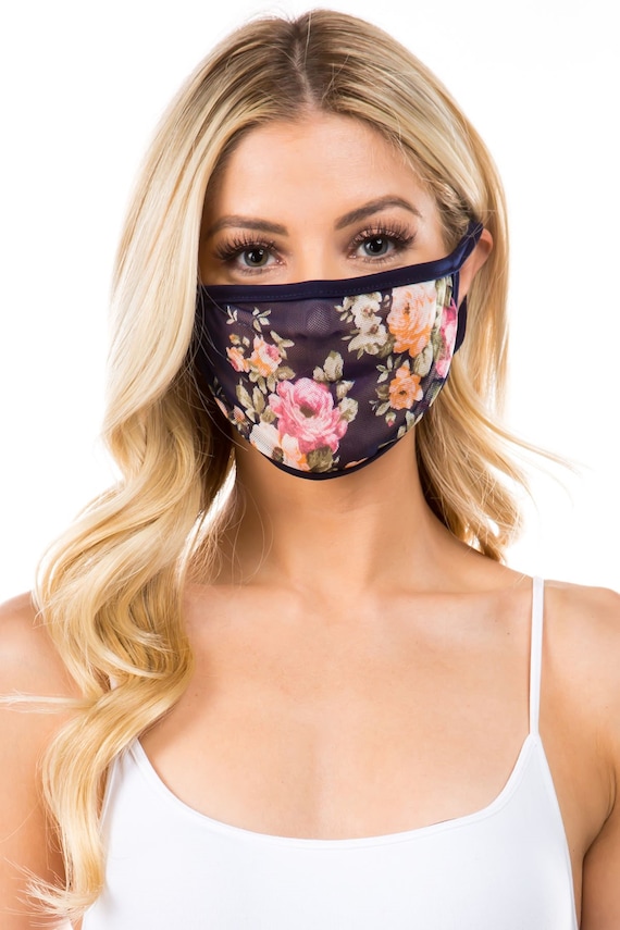 Floral Sheer Mesh Face Mask Single Layer See-through | Etsy