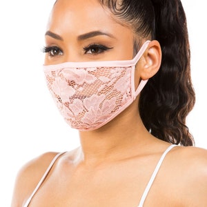 Floral Fishnet Sheer Face Mask One Layer See-through Reusable Washable ...