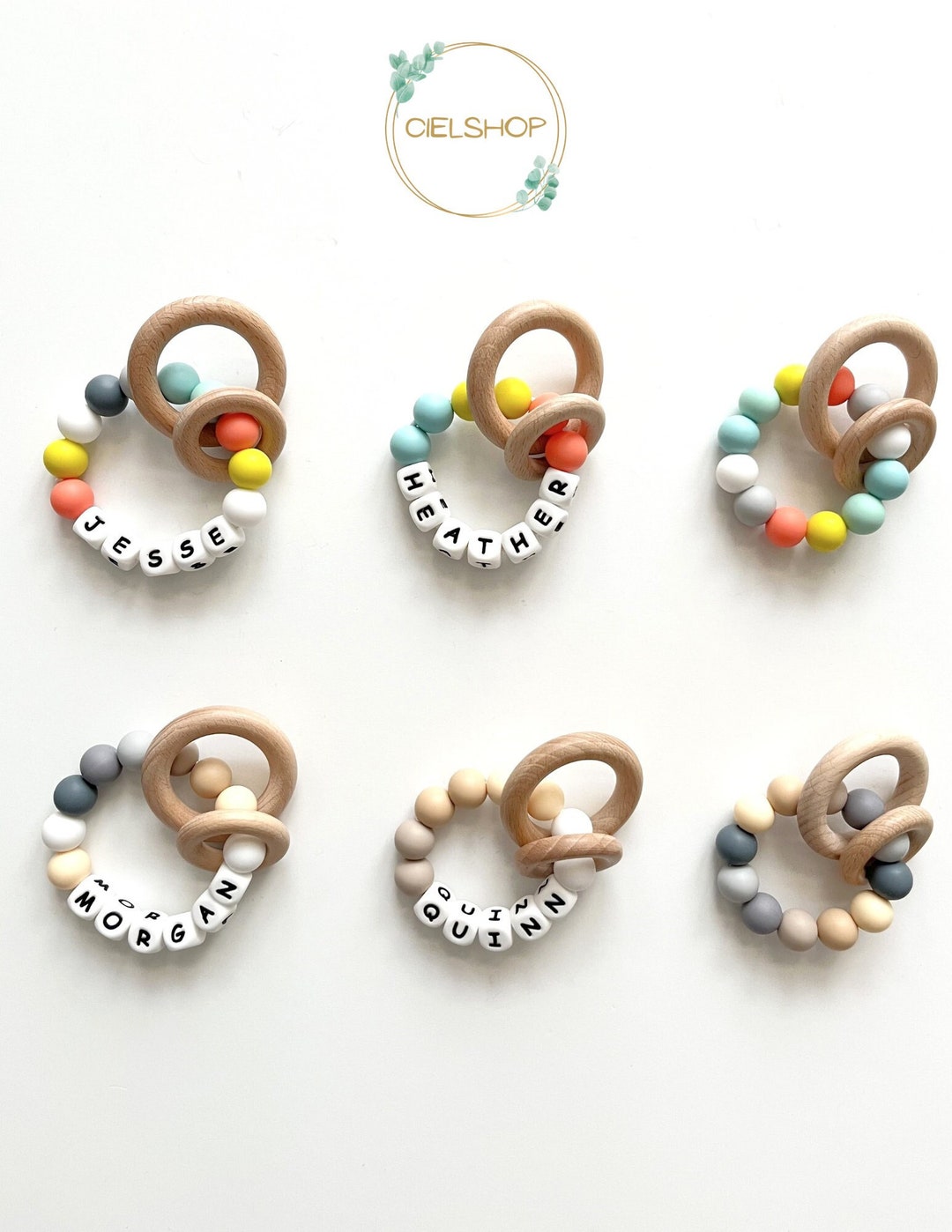 Wooden Silicone Sensory Ring Personalized Silicone Rattle - Etsy