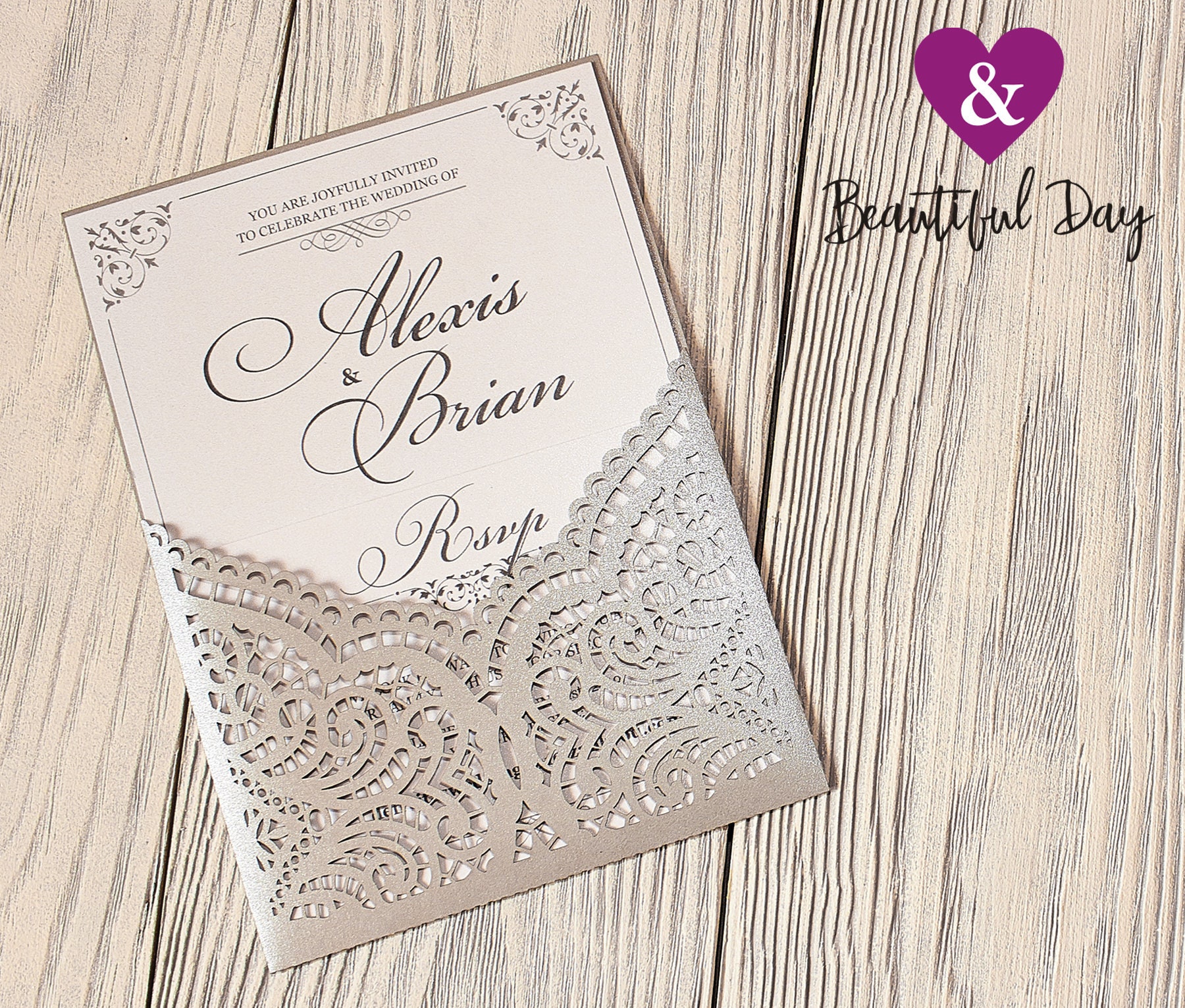 Lace Wedding Invitations Grey Wedding Invites Elegant - Etsy