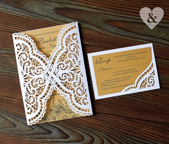 Rustic Wedding Invitation Rustic Lace Wedding Invitations - Etsy