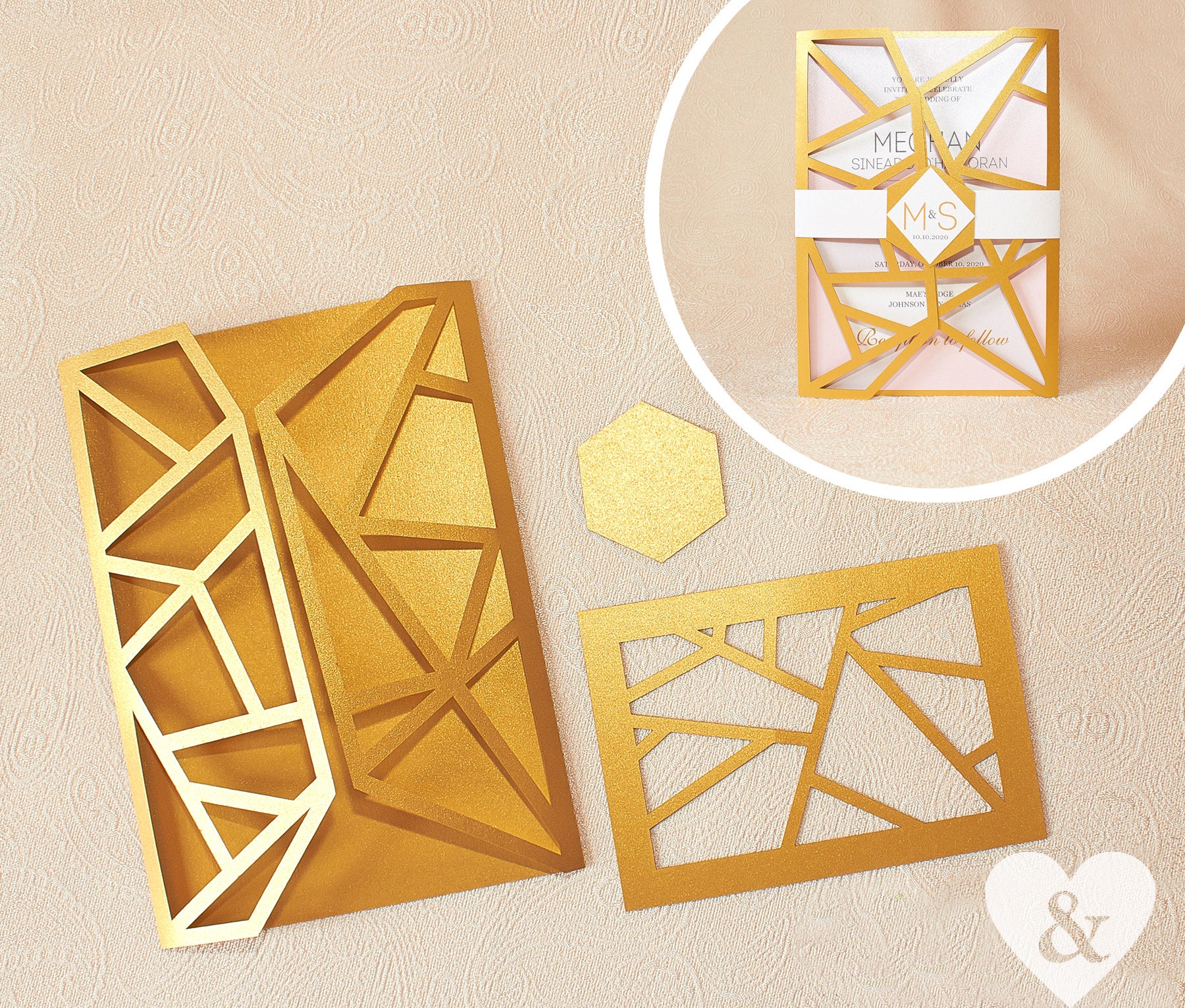 Geometric Invitation Gatefold Invitation Laser Cut Wedding - Etsy