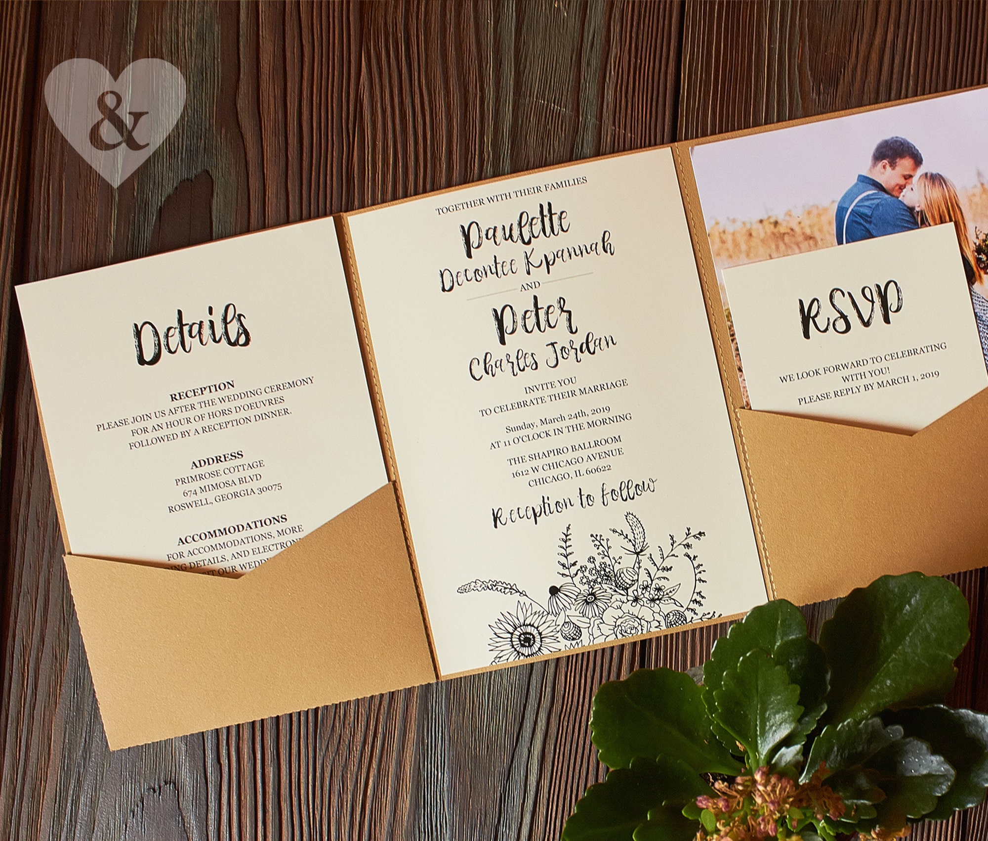 Photo Wedding Invite Tri-fold Wedding Invitation Pocketfold - Etsy