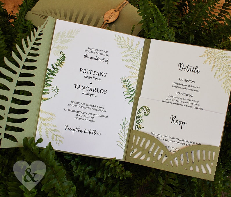 Fern Wedding Invite Botanical Invitation Eco Set Greenery | Etsy