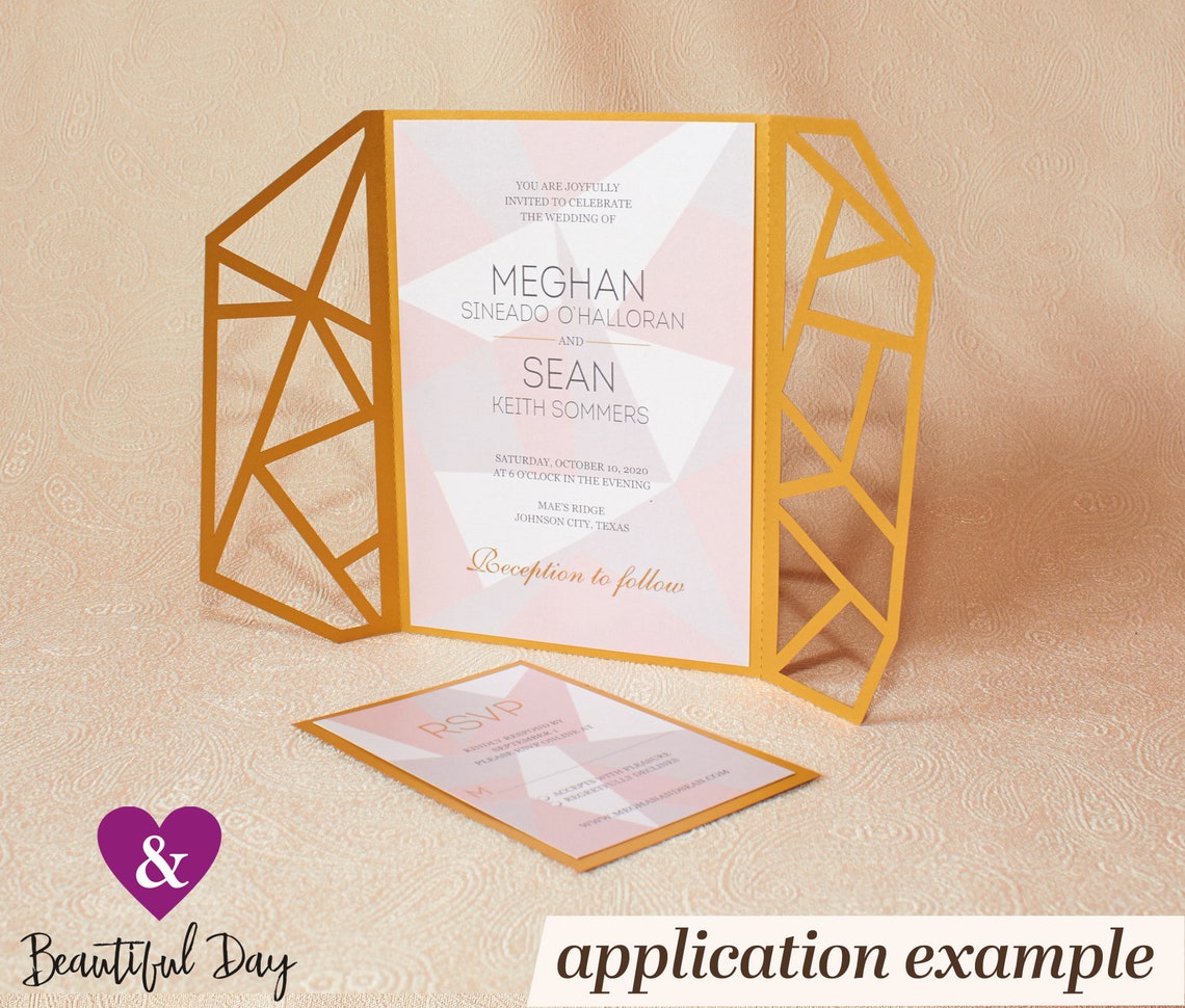Geometric Invitation Gatefold Invitation Laser Cut Wedding - Etsy