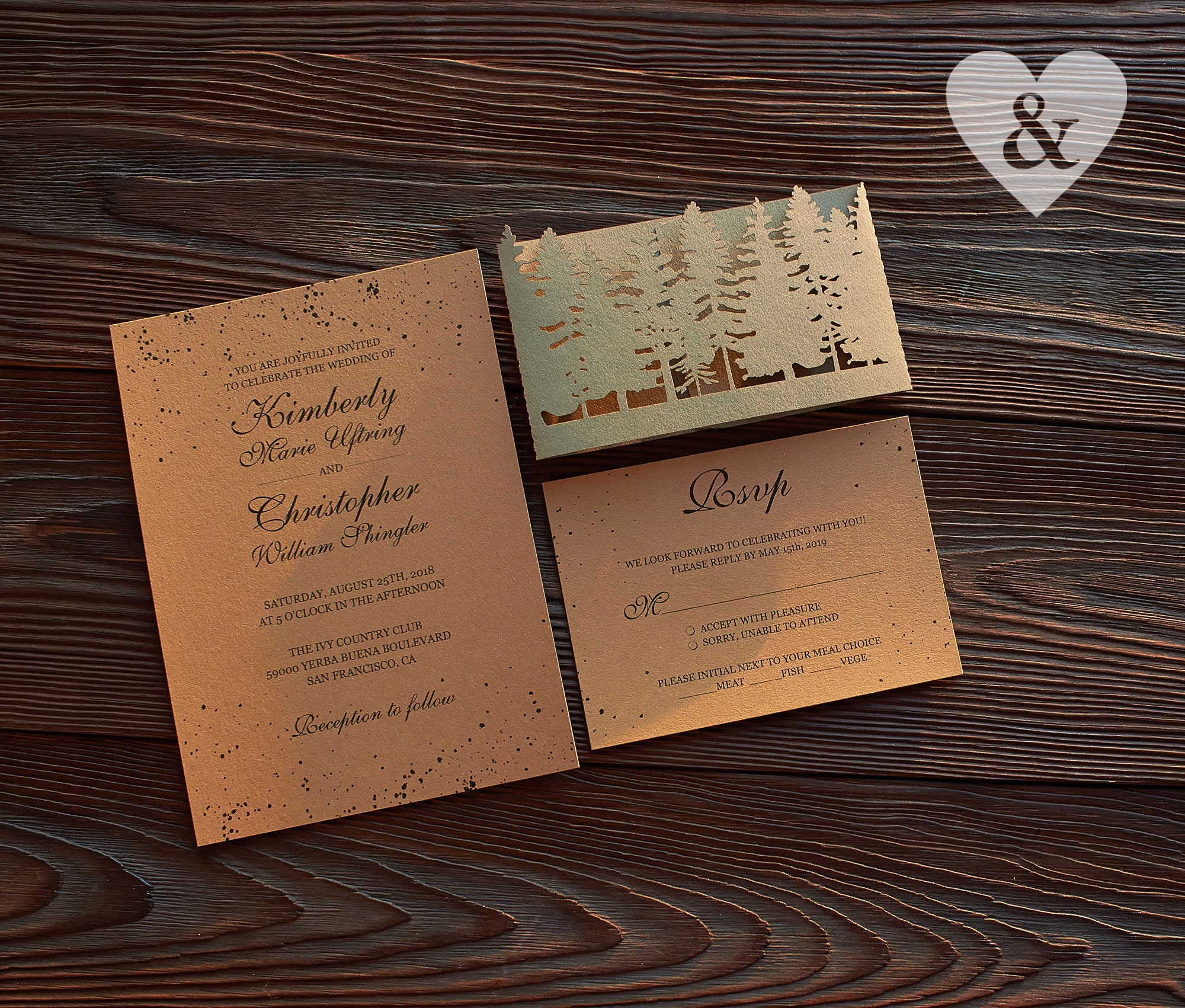 Laser Cut Forest Wedding Invitation Suite, Rustic Eco Friendly Invite ...