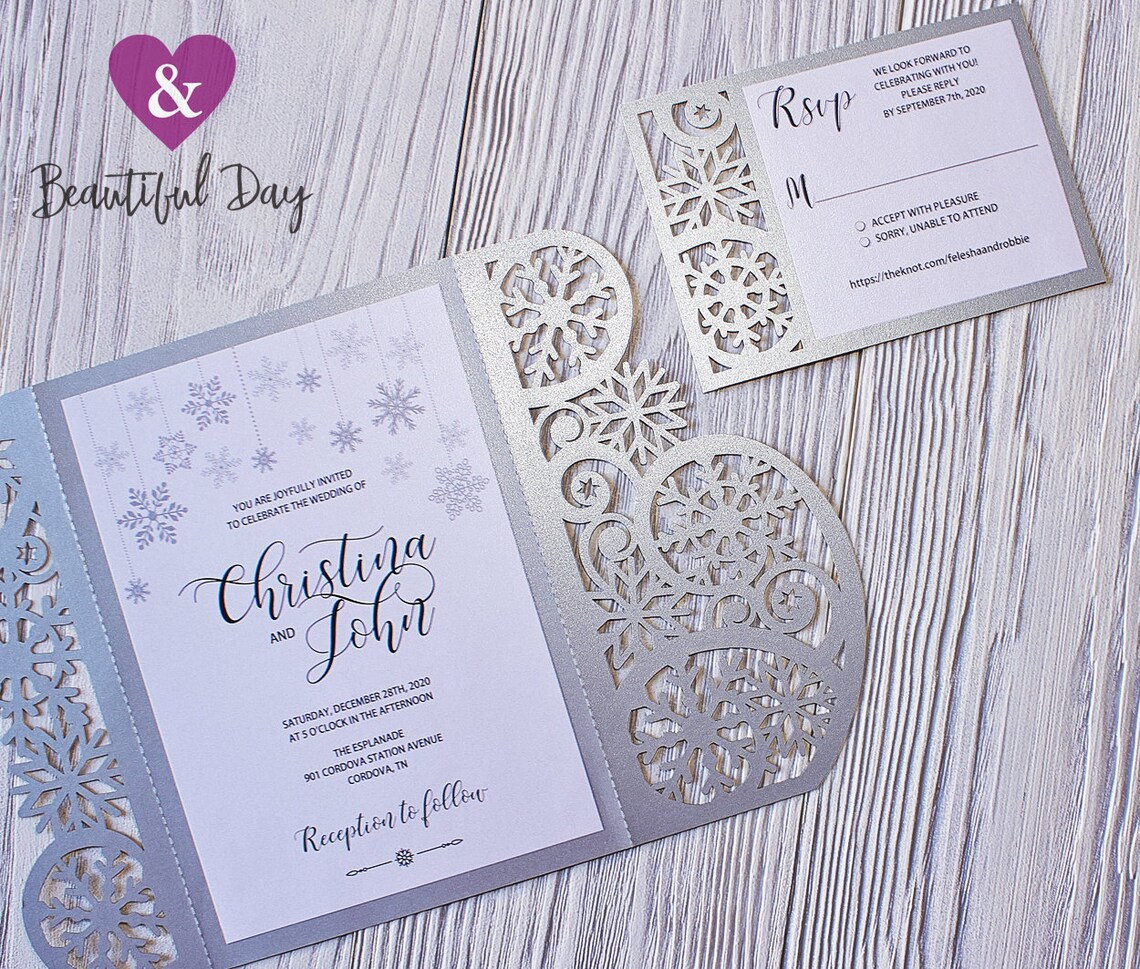 Winter Wedding Invitations-snowflake Invitation-snowflake | Etsy