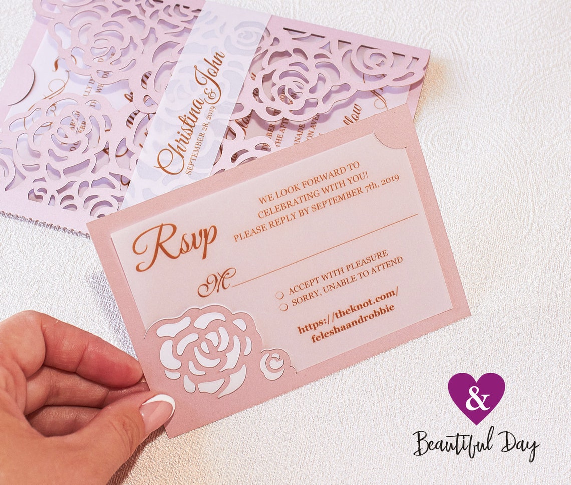 Rose Gold Wedding Invitation-pink Wedding Invite-gatefold | Etsy