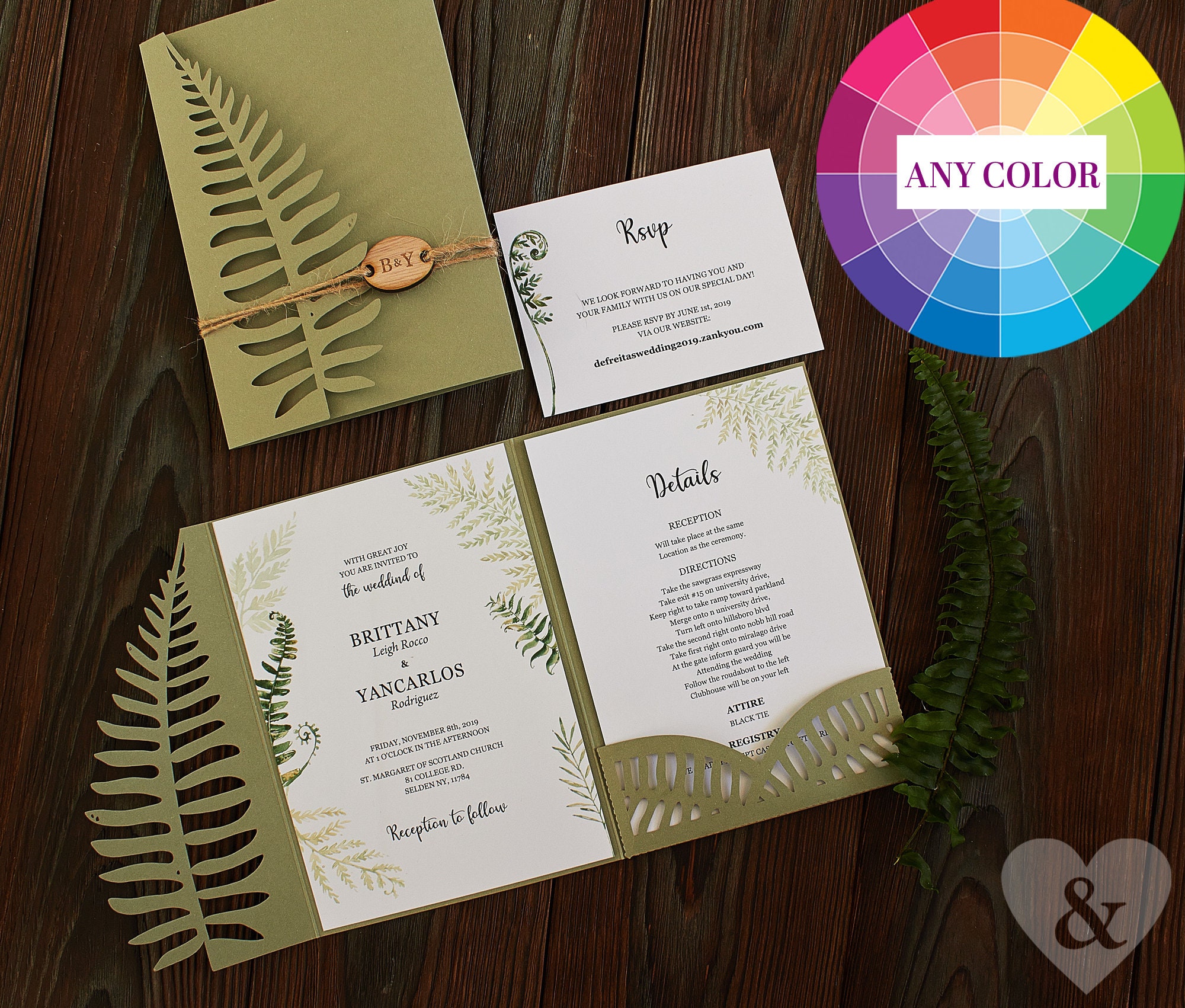 Fern Wedding Invite Botanical Invitation Eco Greenery - Etsy