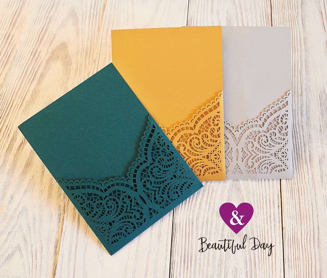 Panel Pocket Invite DIY, Lace Pocket Invite Any Color, Lace Wedding ...