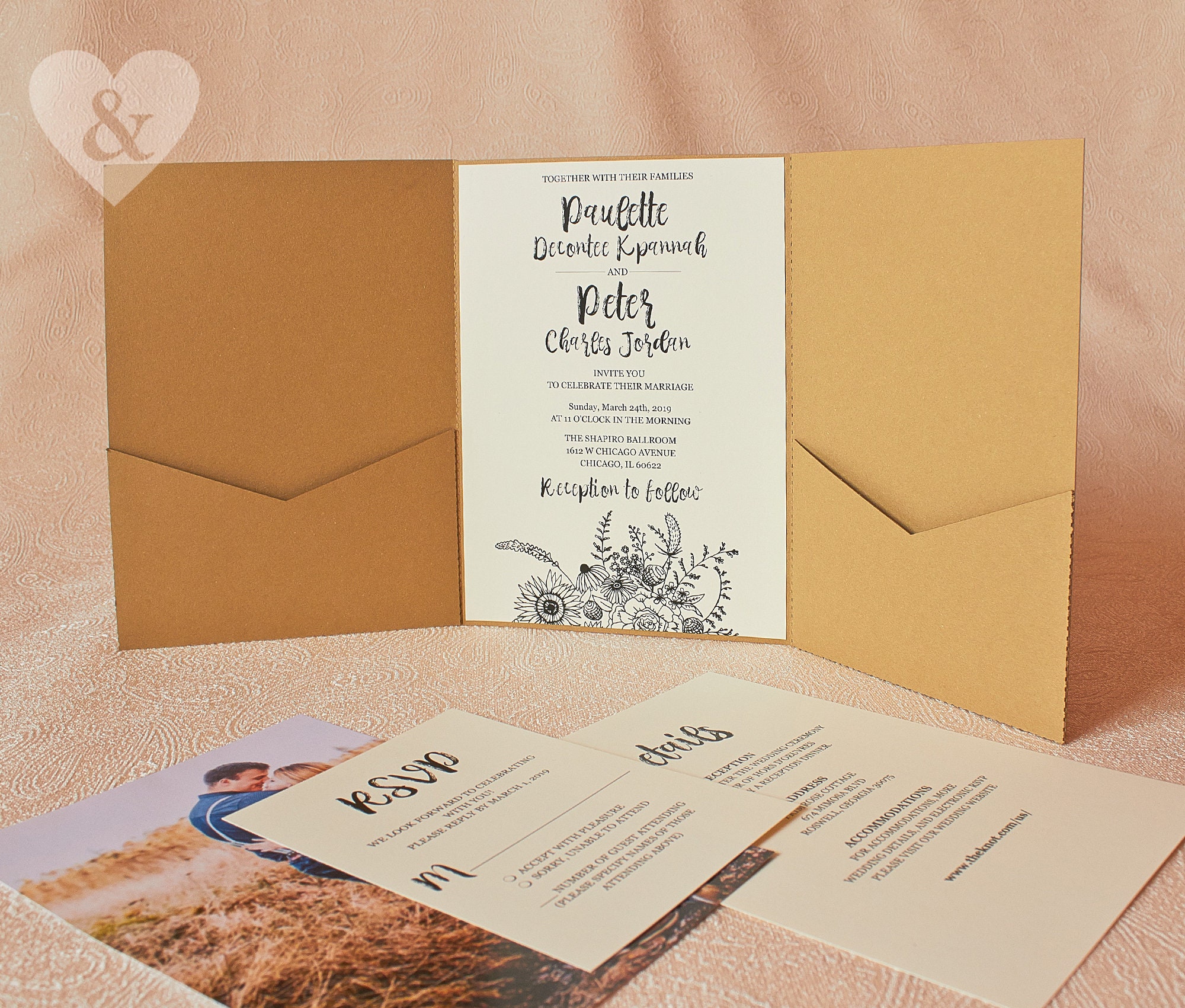 Photo Wedding Invite Tri-fold Wedding Invitation Pocketfold - Etsy