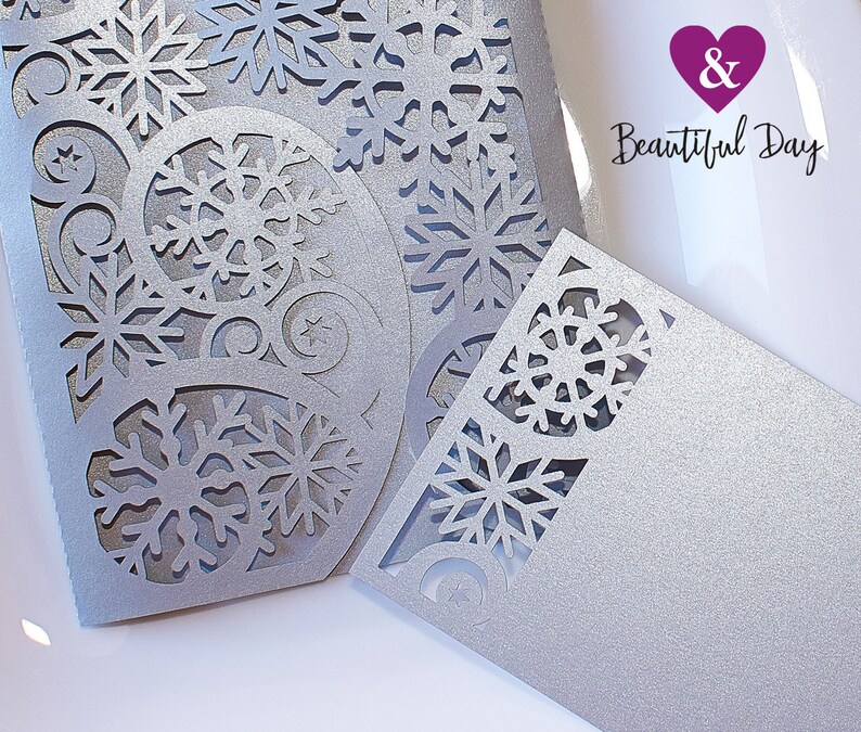 Snowflake Wedding Invitation Diy-laser Cut Pocket-snowflake - Etsy