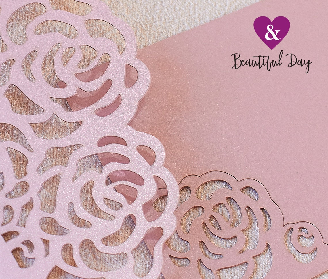 Laser Cut Pocket Pink-laser Cut Invitation Pocket-gatefold | Etsy