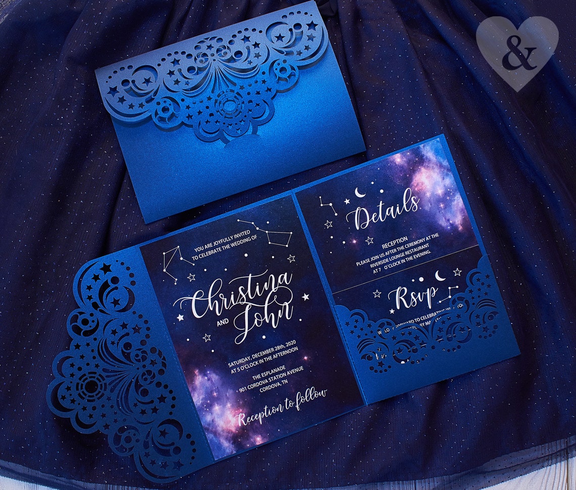 Galaxy Invitation Starry Night Invite Celestial Wedding - Etsy Australia