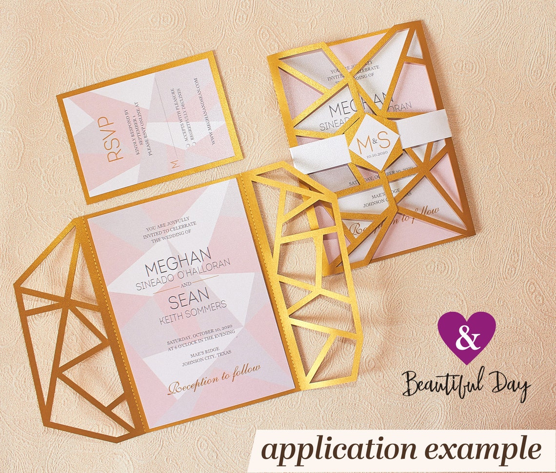 Geometric Invitation Gatefold Invitation Laser Cut Wedding - Etsy