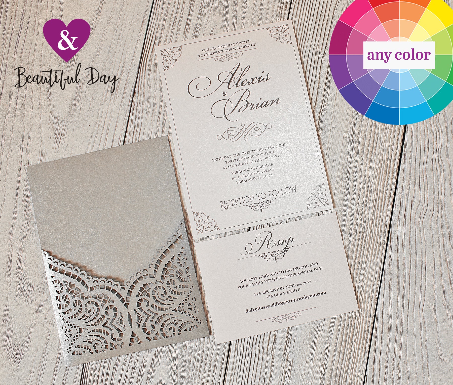 Lace Wedding Invitations Grey Wedding Invites Elegant - Etsy